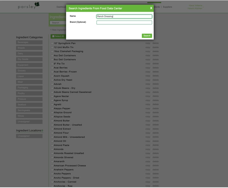 Importing Nutrition Facts from the USDA Database - Parsley | Culinary ...