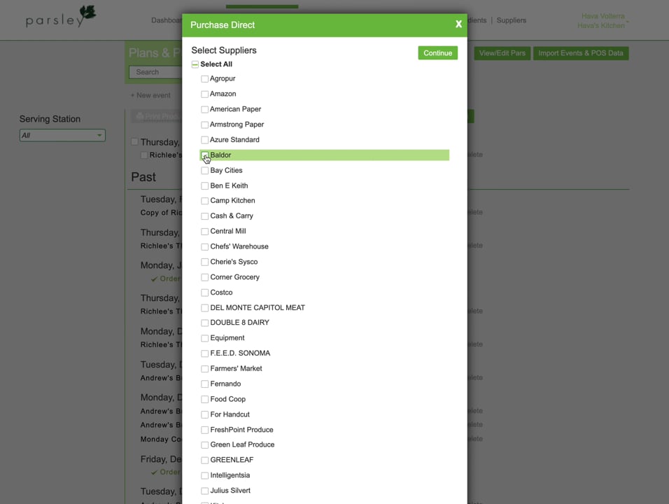 Purchase Direct - Parsley | Culinary Software for Chefs